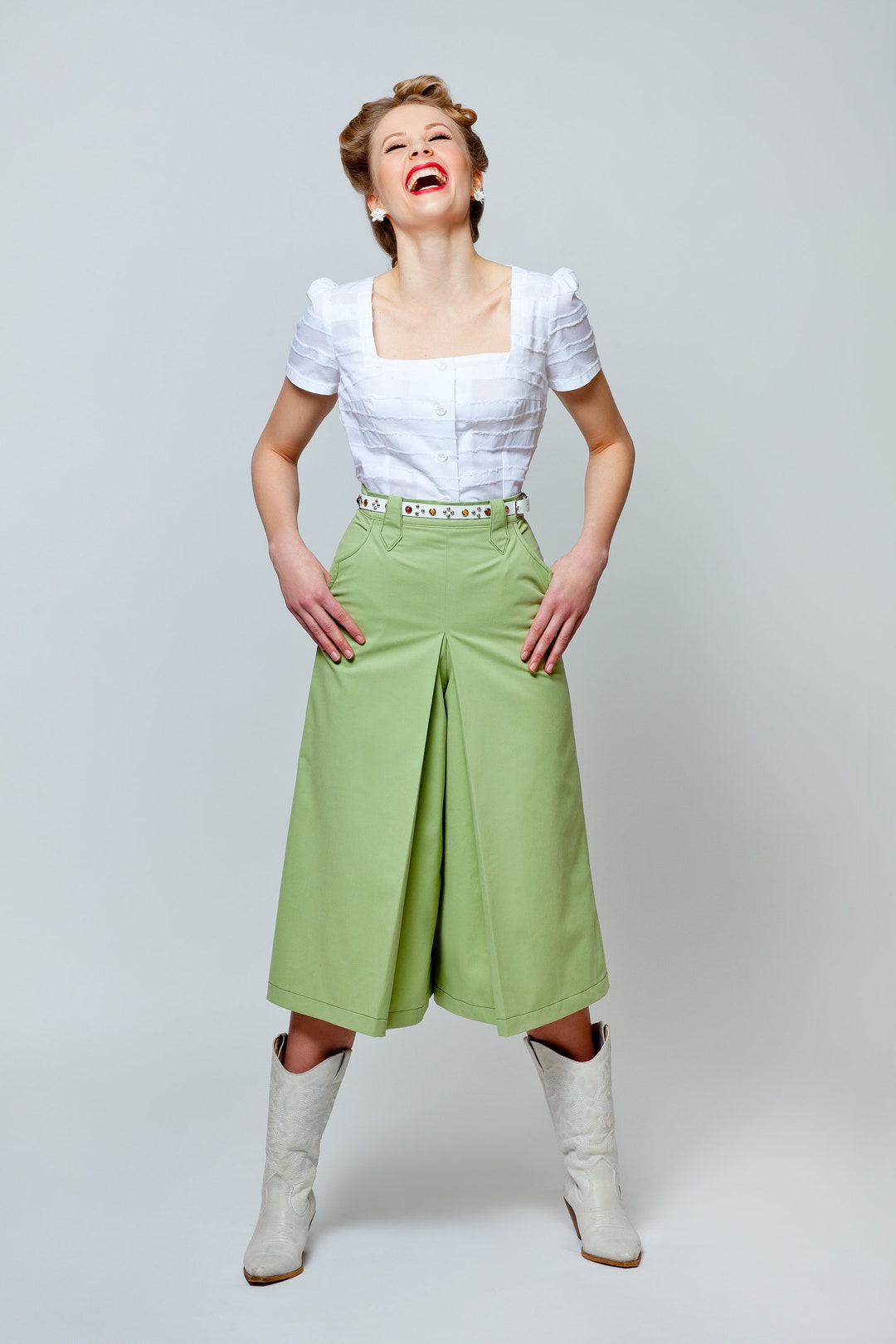 Blouse "austin" With Square Neckline and Puff Sleeves in Vintage Style ...