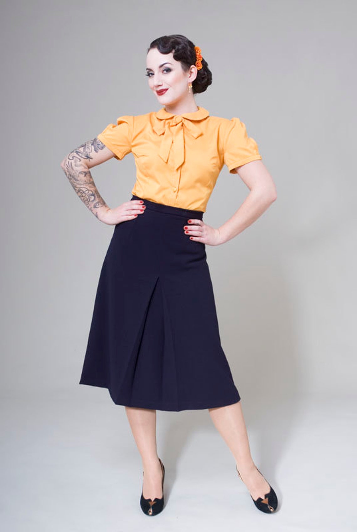 Rock Eleanor Kellerfaltenrock im Vintage Stil - Etsy