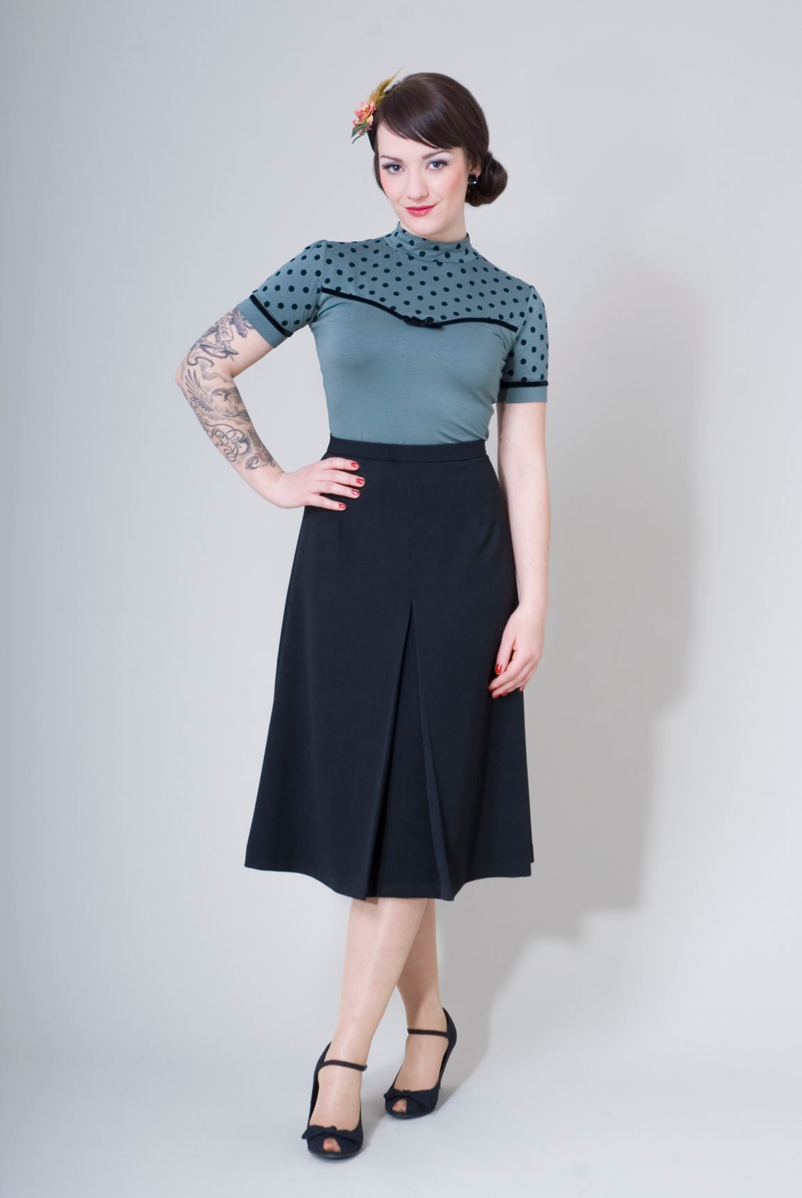 Rock " Eleanor" Kellerfaltenrock im Vintage Stil - Etsy.de