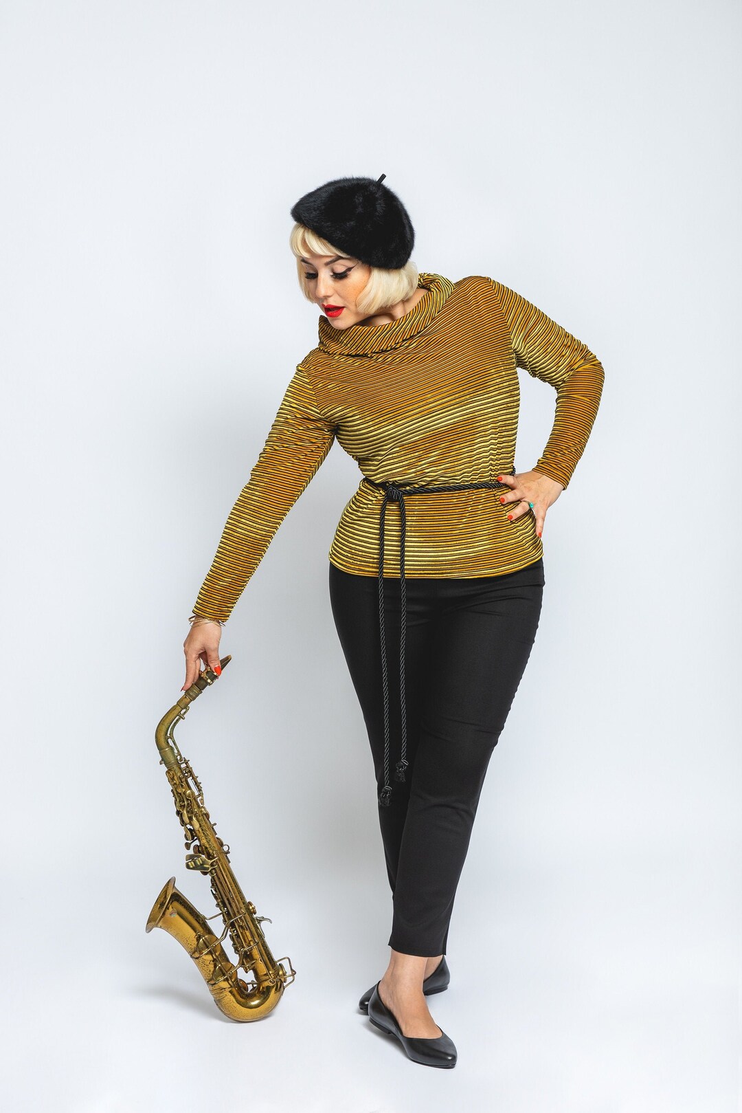Shirt beatnik Stripe in Vintage Style, Turtleneck Sweater, Jumper ...