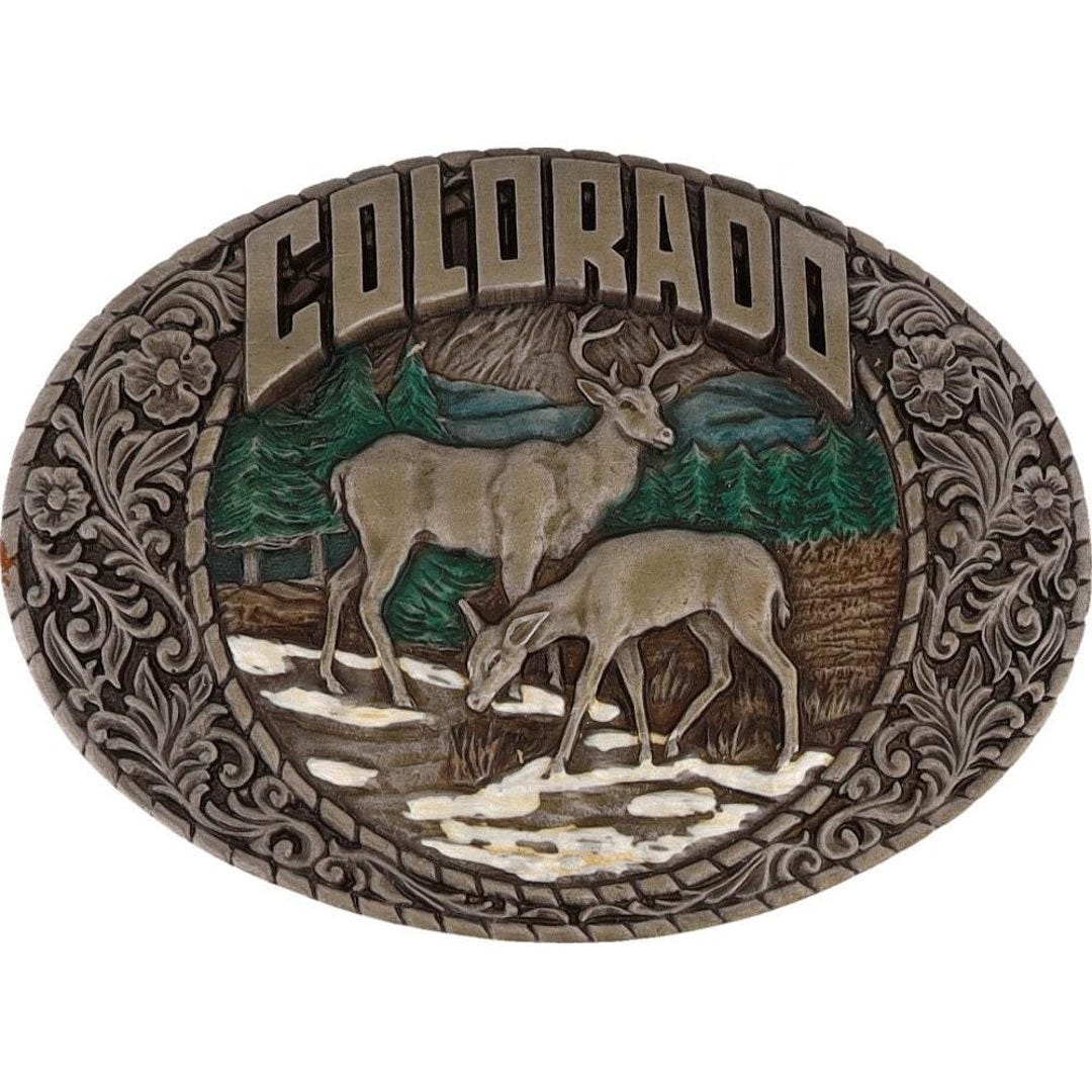 New Rocky Mountain Colorado Deer Hunter Rocky Mountain Nos Vintage Belt ...