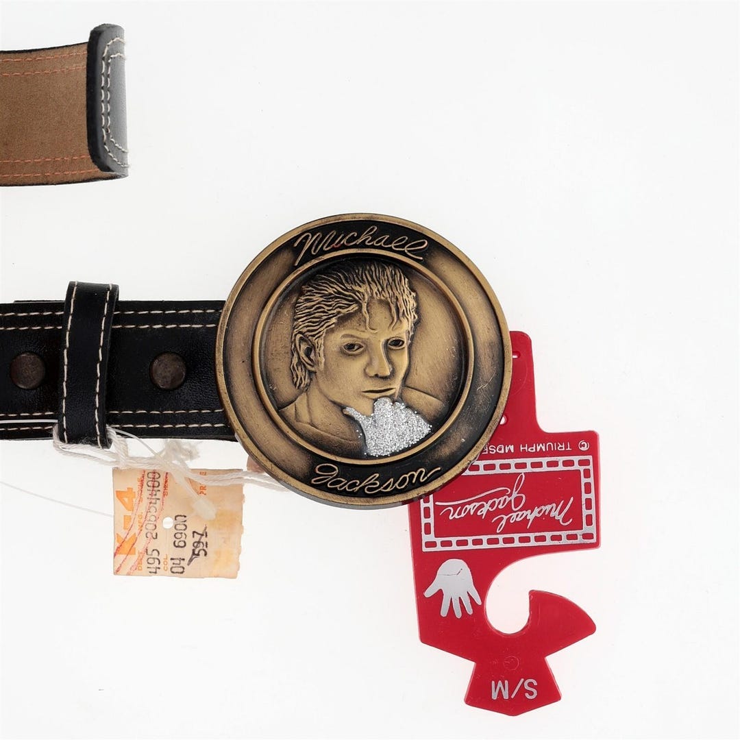 New 1984 Michael Jackson Portrait Glitter Glove Vintage Belt Buckle Pop ...