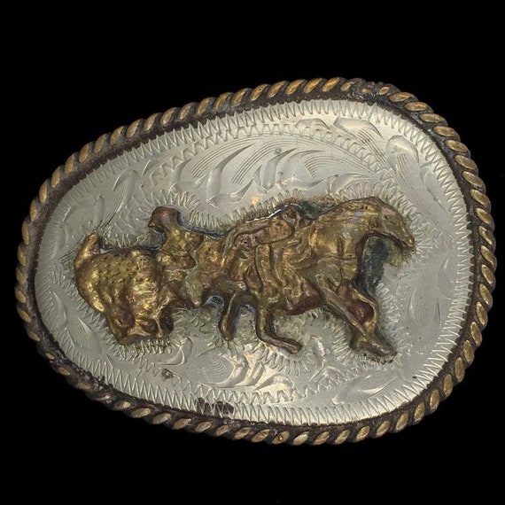 Bull Dogging Steer Wrestling Rodeo Cowboy Etched Germ… - Gem