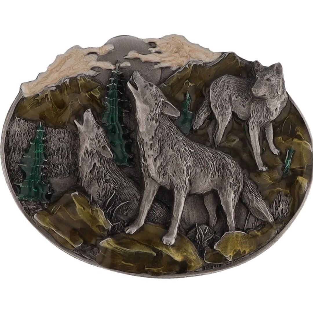 New Wolf Wolves Moon Sun Howling Western Cowboy 1980s Nos Vintage Belt ...