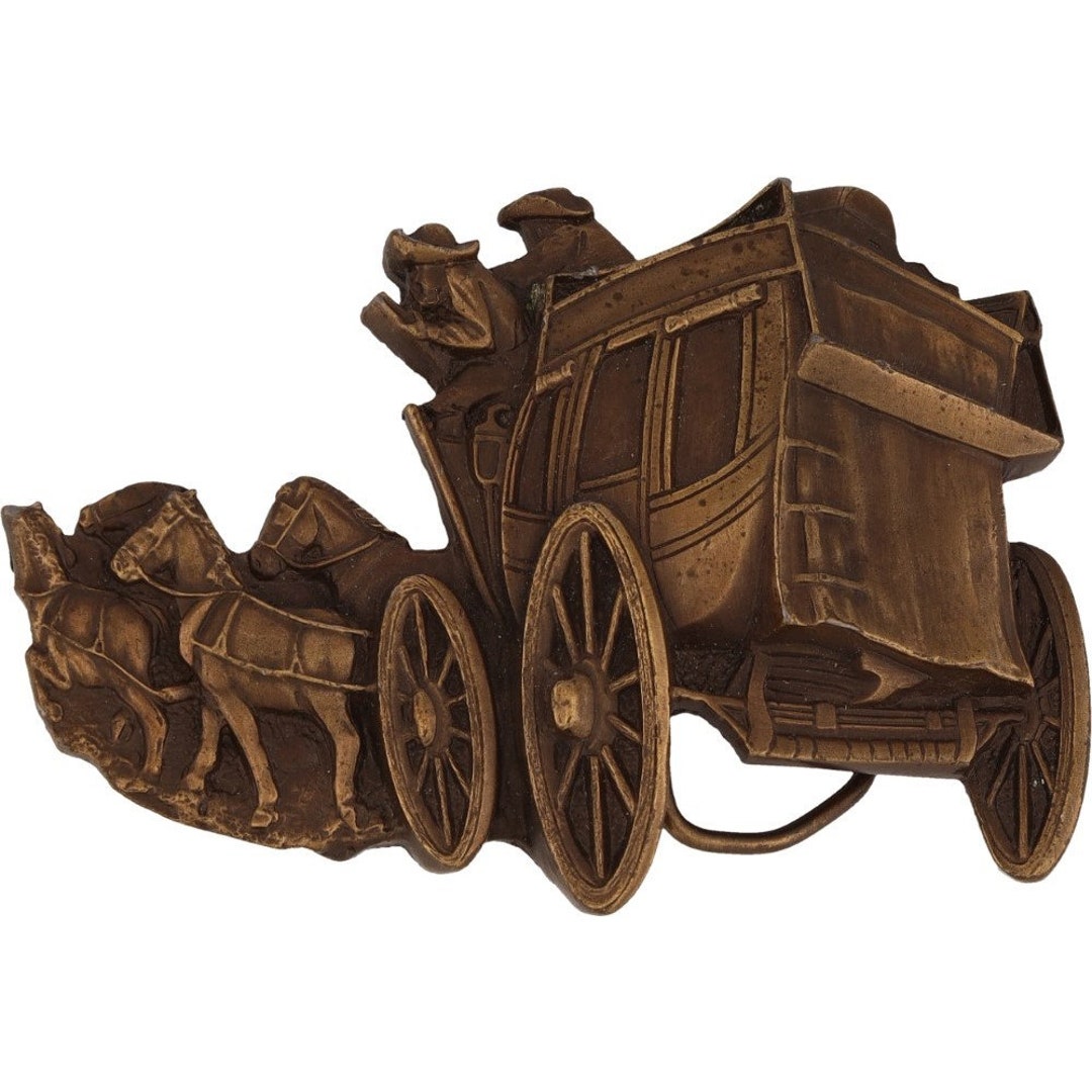 Stagecoach Covered Wagon Horse Old West Western 1970s Nos Vintage Belt ...