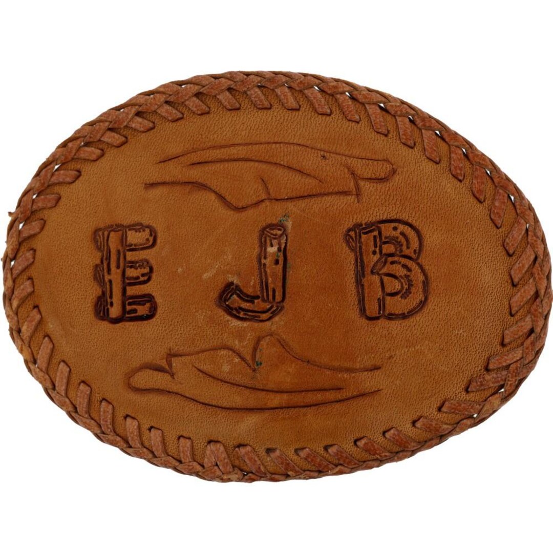 Hand Tooled Leather Initials EJB Western Vtg Belt Buckle Custom ...
