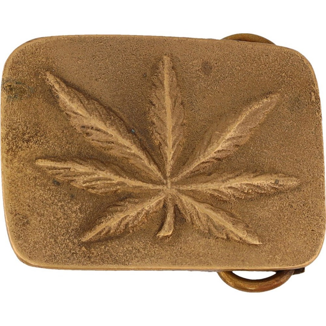 Brass Marijuana Weed Pot Leaf Hippie Biker Stoner Smoker 70s Vintage ...