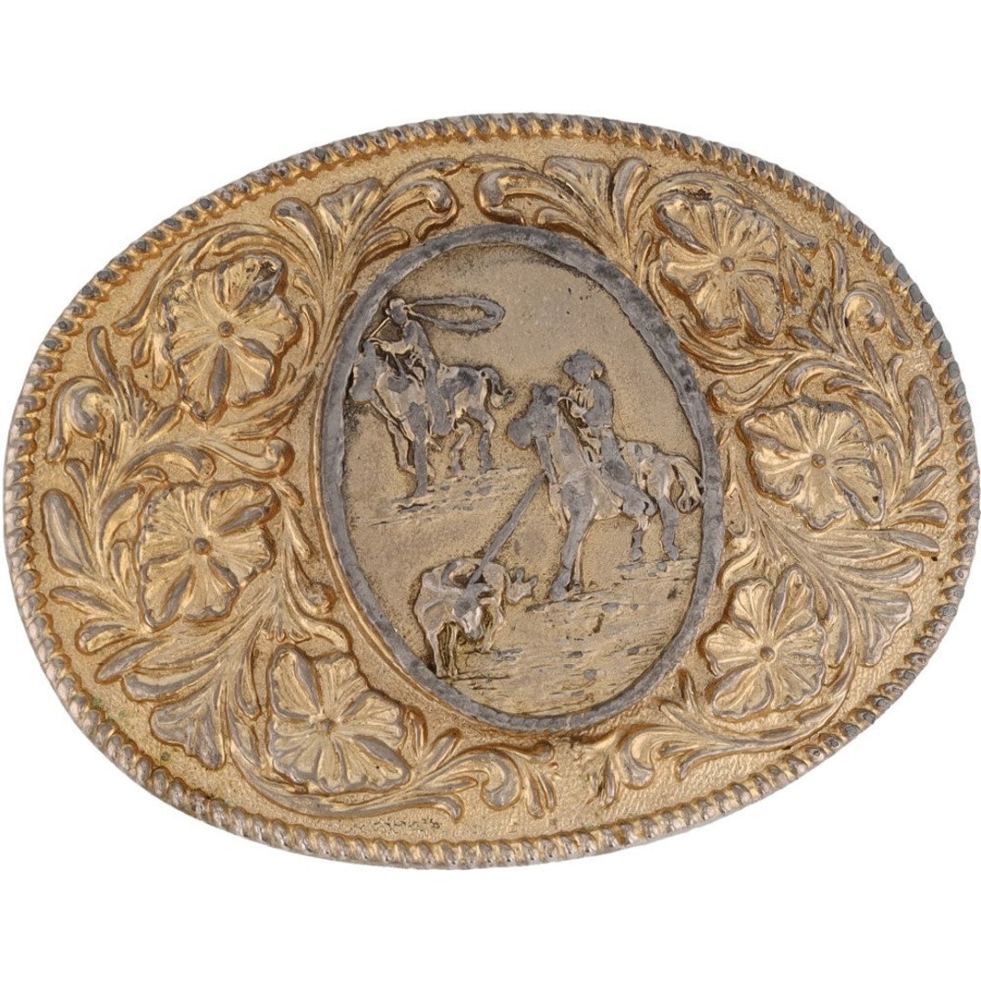 Rodeo Cowboy Calf Tie-down Roping Trophy Professional 80s Vintage Belt ...