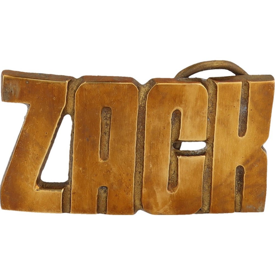 New Brass Zach Zachary Zack Zac Name Tag 1970s Nos Vintage Belt Buckle ...