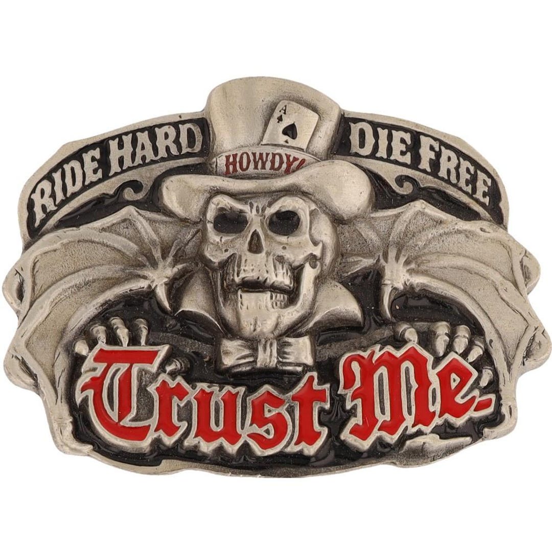Motorcycle Biker Skull Skeleton Goth Bat Gothic 1990s NOS Vintage Belt ...