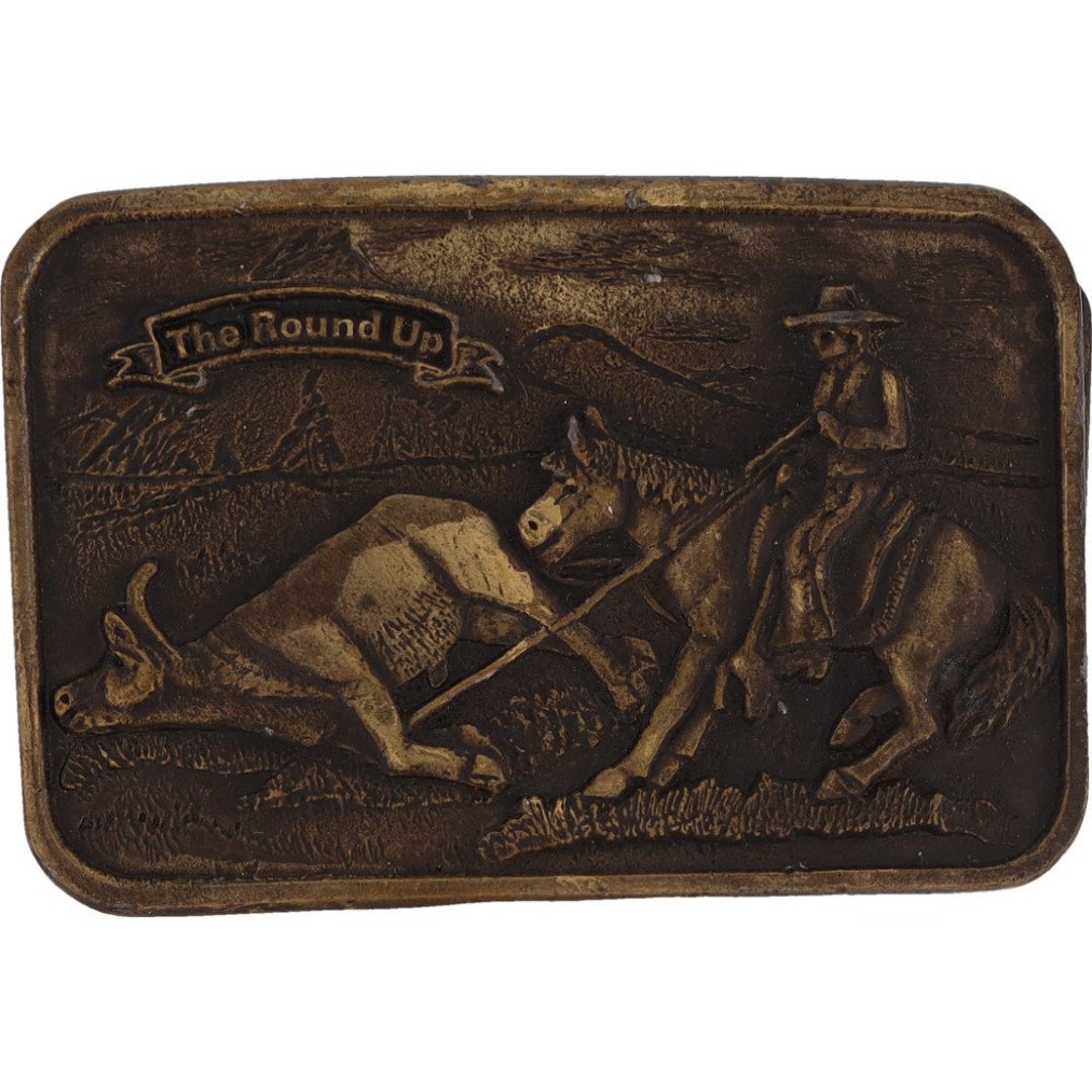 Cowboy Horse Calf Tie Down Roping Western Rodeo Country 1970s Vintage ...