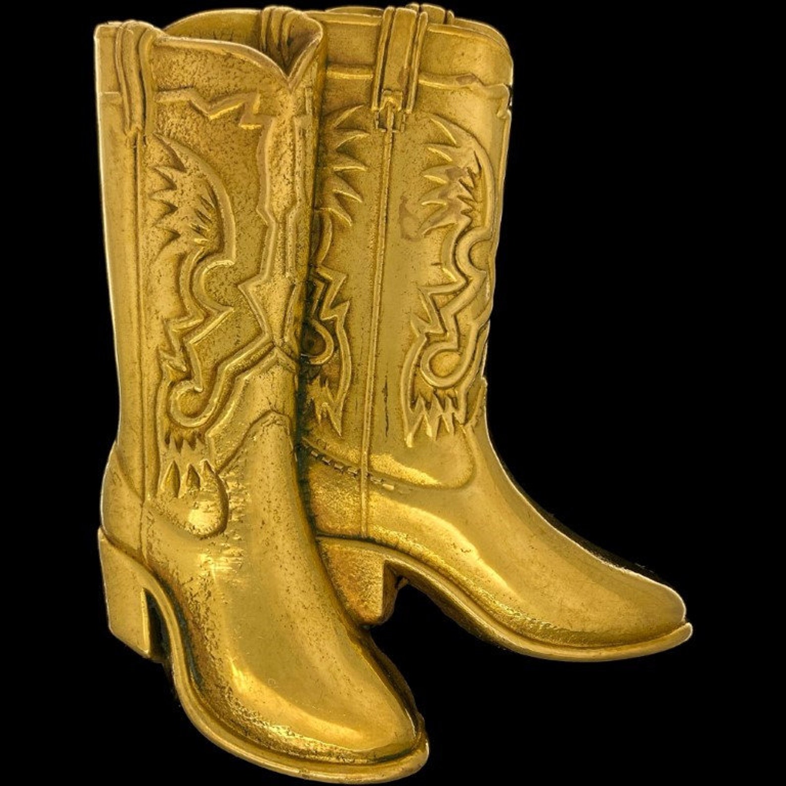 Brass Cowboy Cowgirl Boots Farmer Rancher Rodeo Western 1970s Vintage ...