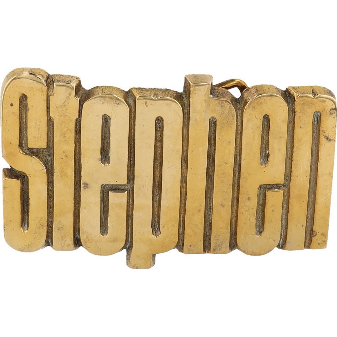 New Brass Stephen Steve Stevie Steven Name Tag 1970s Nos Vintage Belt ...