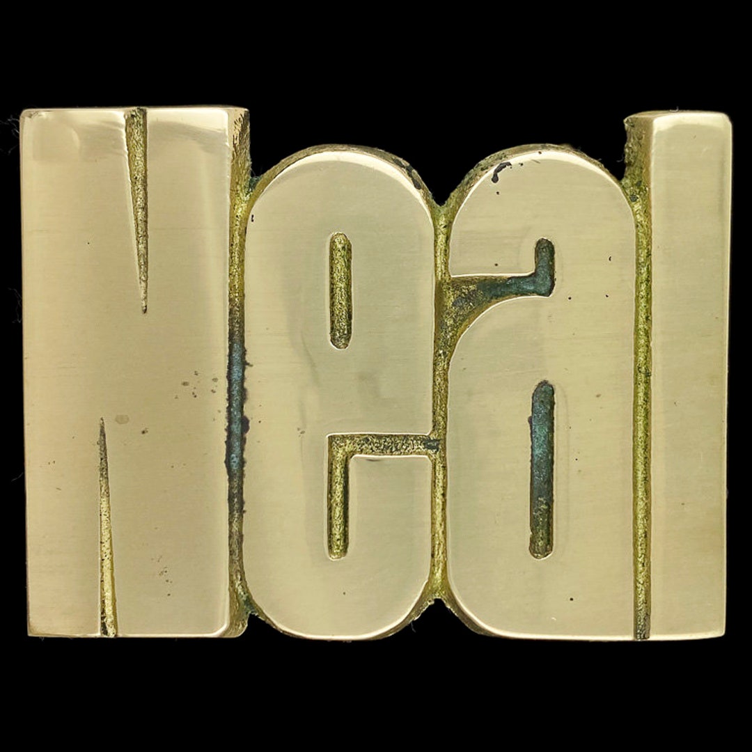 Neal Personalized Name Retro Old School Hippie Western Solid Brass ...