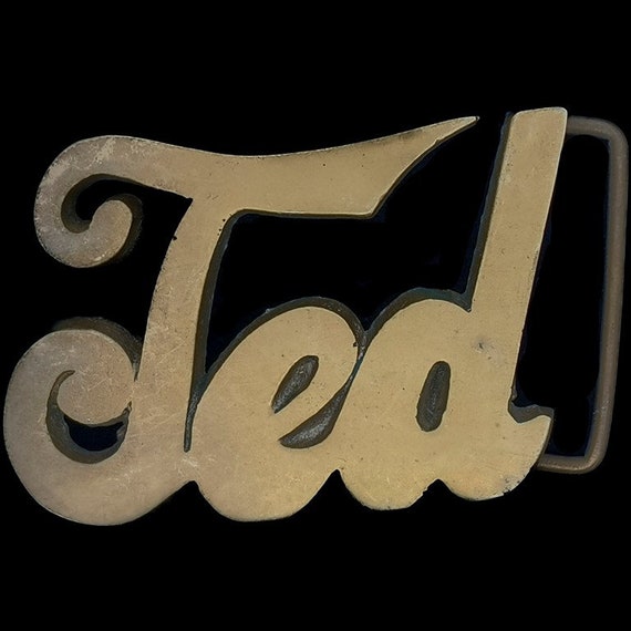 Brass Ted Teddy Name Bubble Letter Old School Hippie … - Gem