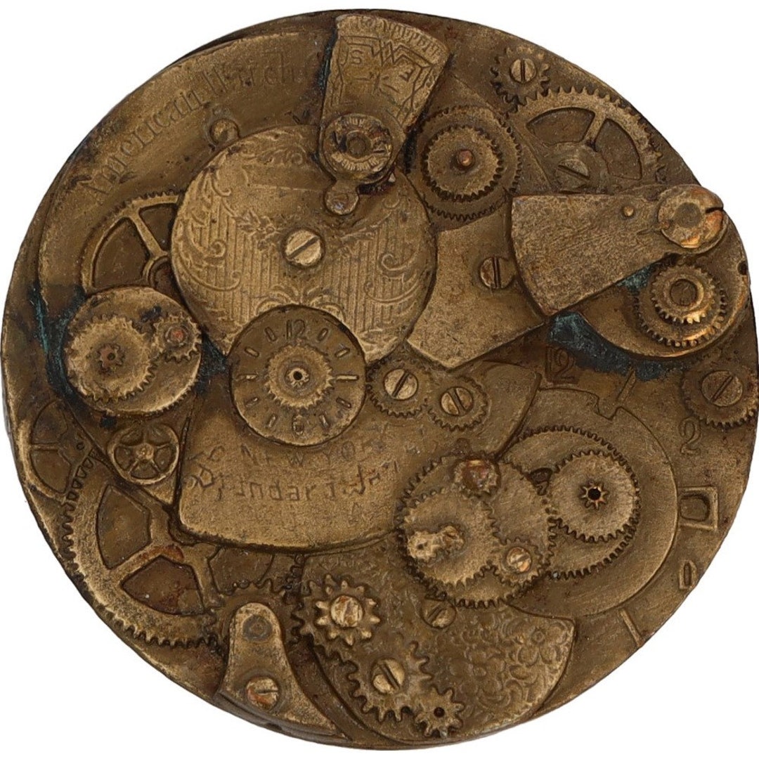 Steam Punk Time Watch Parts Movement Gears Cog Hippie 70s Vintage Belt ...