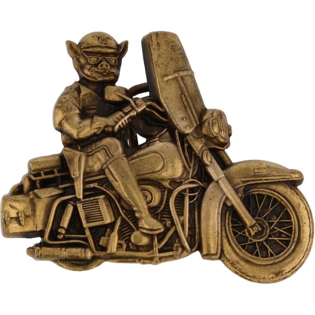 Brass Police Pig Cop Hog Officer Biker Motorcycle Hippie 80s Vintage ...