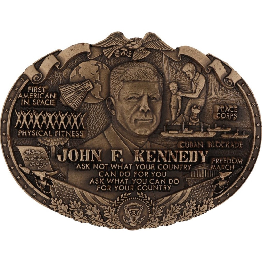 New Brass John F Kennedy 35th Us President Democrat NOS Vintage Belt ...