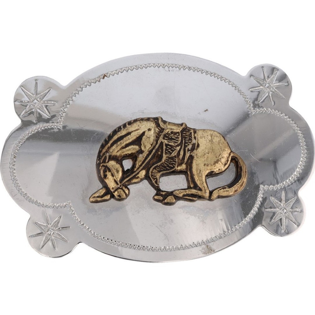 Bucking Bronc Bronco Saddle Horse Rodeo Cowboy Western 80s Vintage Belt ...