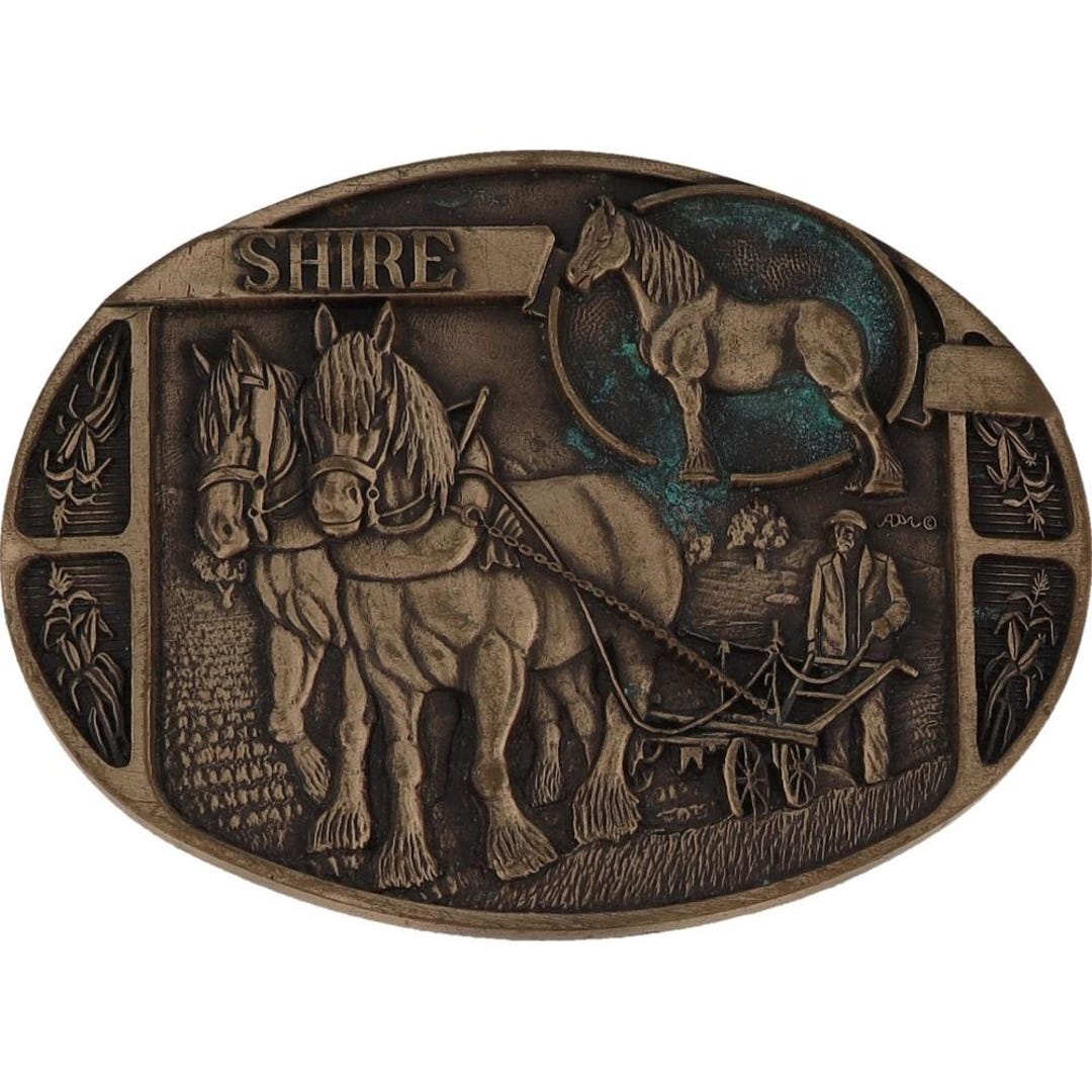 Brass Shire Horse Plow Plowing Team Farming Farm Rancher Vintage Belt ...