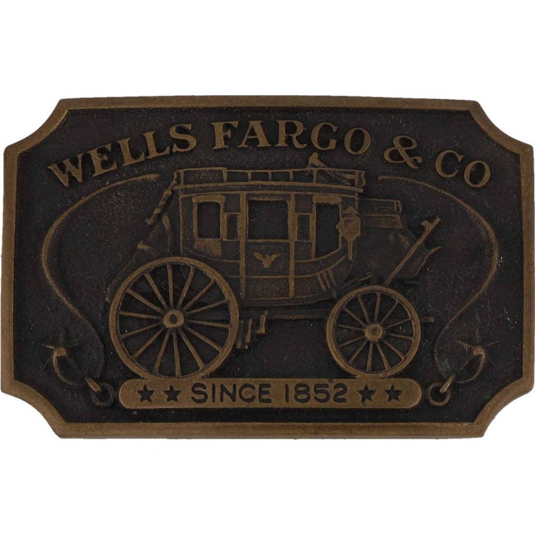 Brass Wells Fargo Stagecoach Bank Banker Transportation 70s Vtg Belt ...