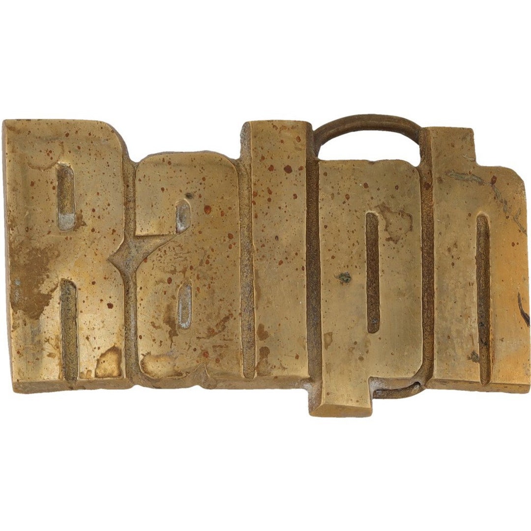 New Brass Ralph Ralphie Name Tag Hippie Western 1970s Nos Vintage Belt ...