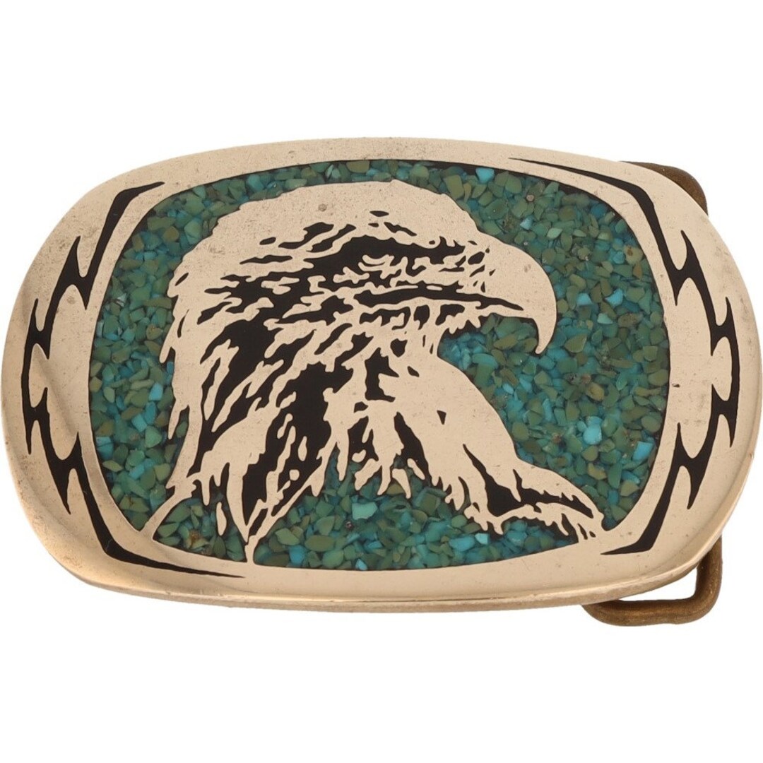 Brass Turquoise Eagle Hawk Falcon Hippie Veteran Biker 80s Vintage Belt ...