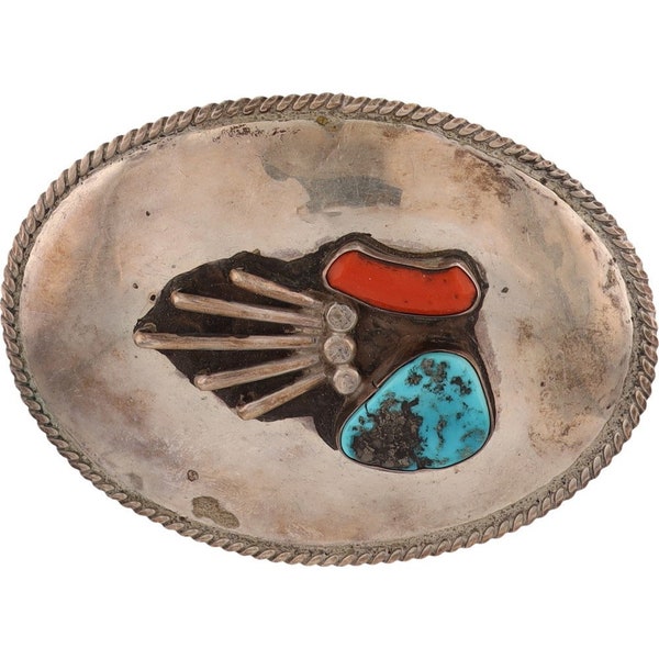 Native American Bear Claw With Turquoise and Coral Silver Jewelry - Etsy