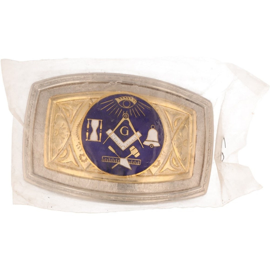 New Freemason Mason Masonic Freemasonry Logo Insignia Nos Vintage Belt ...