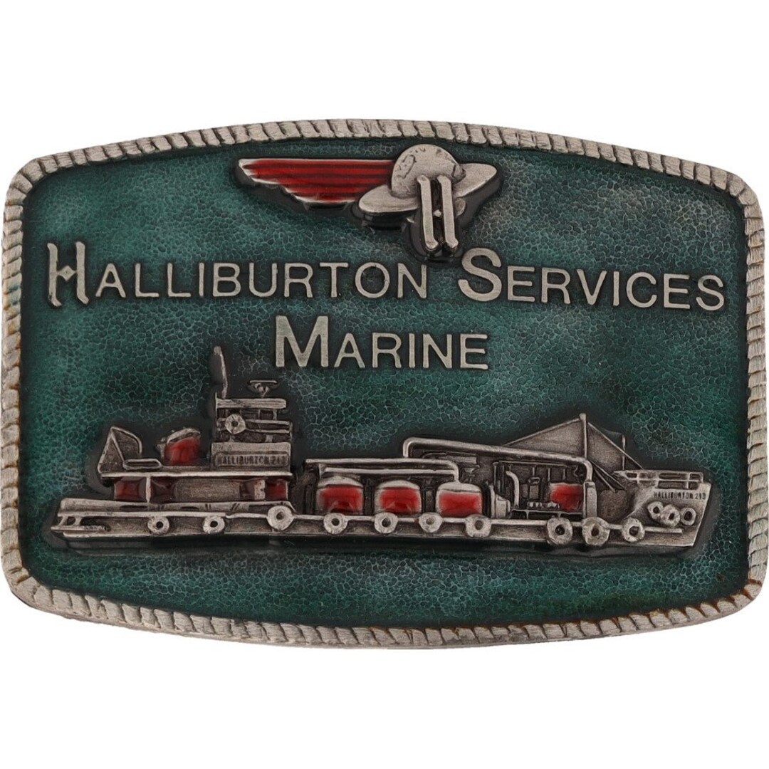 Halliburton Services Marine Oilfield Oil Gas Crew Offshore Vintage Belt ...