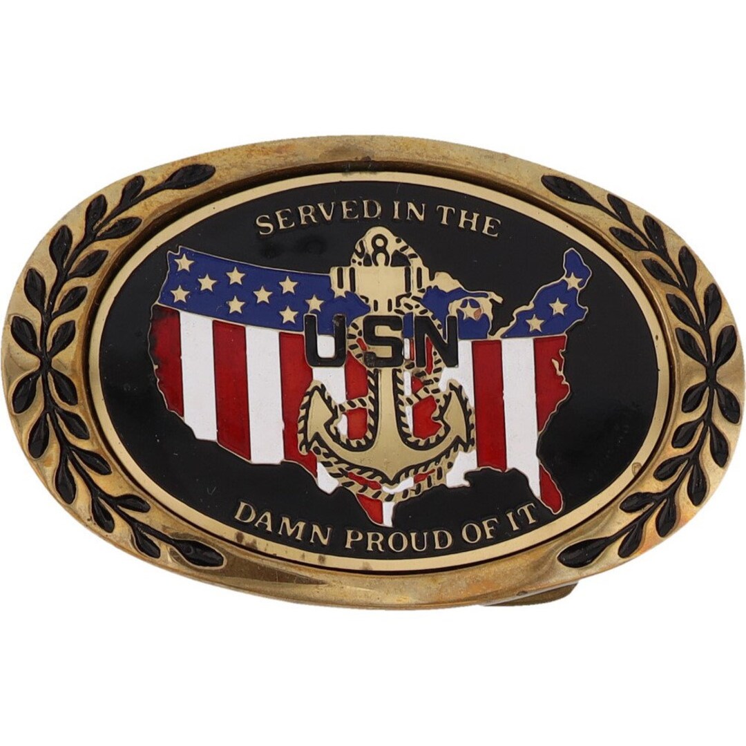 Brass Usn Us Navy Uss Military Veteran Cpo Anchor Nos Vintage Belt ...