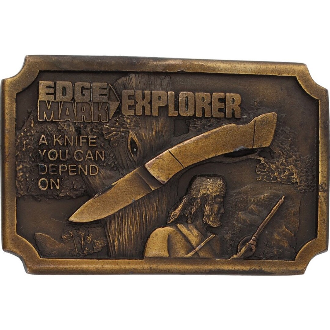 Edgemark Explorer Folding Pocket Knife Knives Collector 70s Vintage Belt Buckle Cutlery Pocket ...