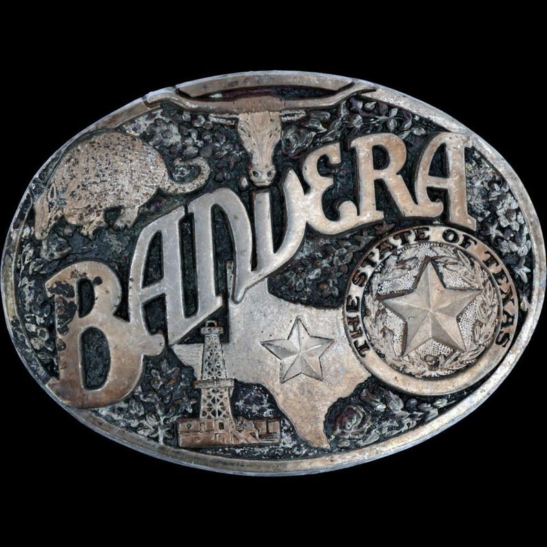 Brass Bandera Texas Cowboy Capital Texan Tx Western Vintage Belt Buckle ...