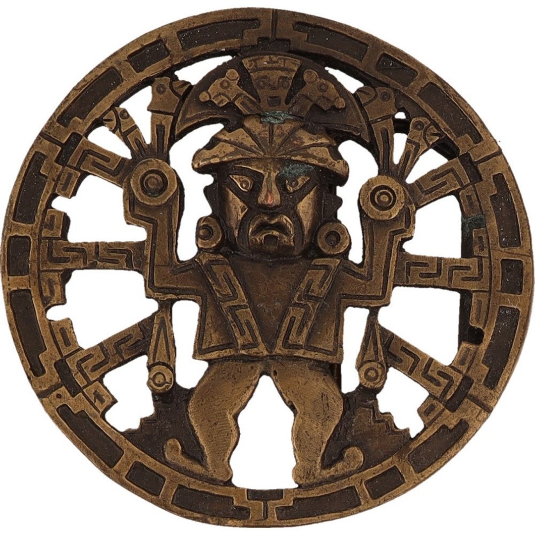 Mayan Aztec Mexican Mexico Sun God Warrior Face Hippie 1970s Vintage ...