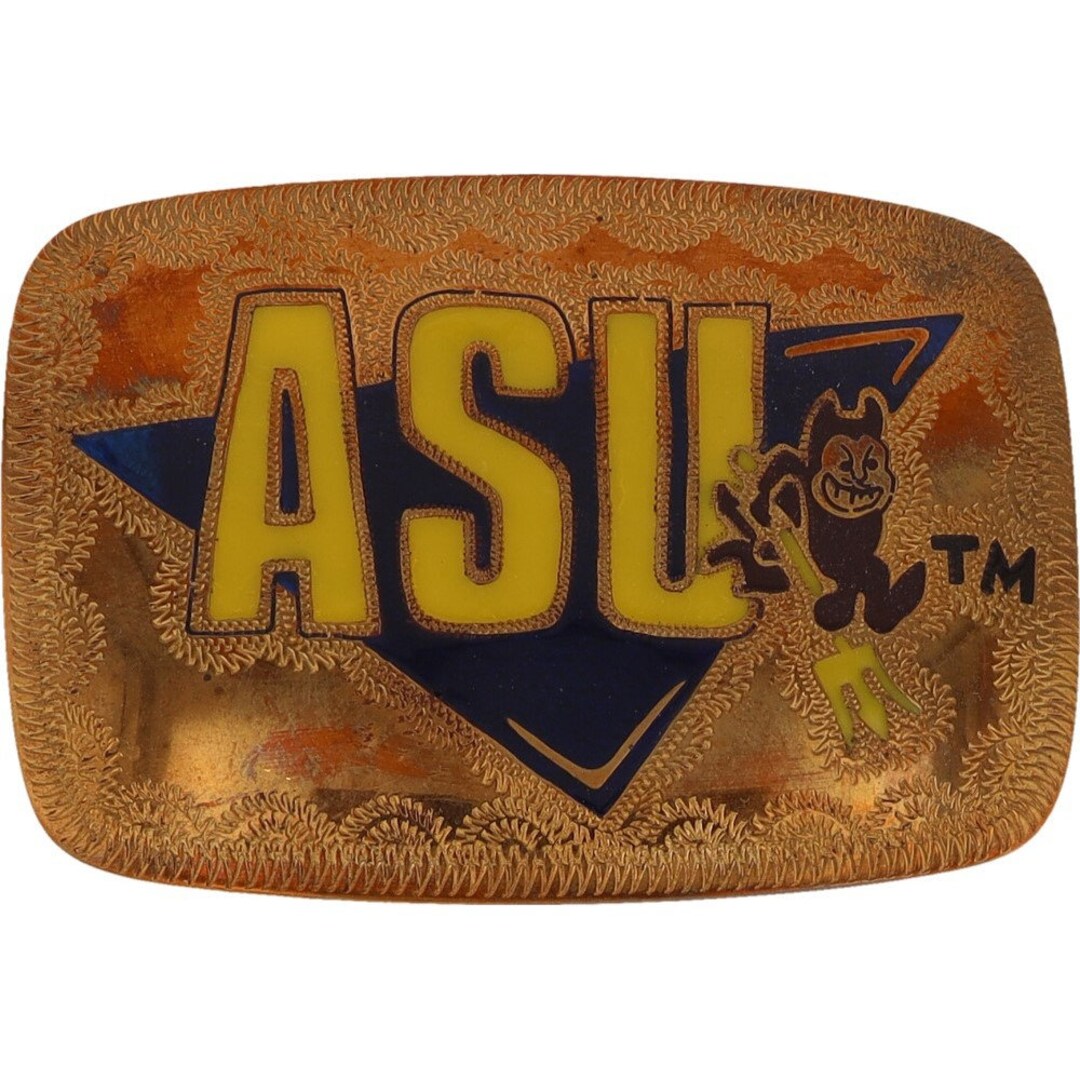 G Silver Brass Asu Arizona State University Sun Devils Nos Vintage Belt ...