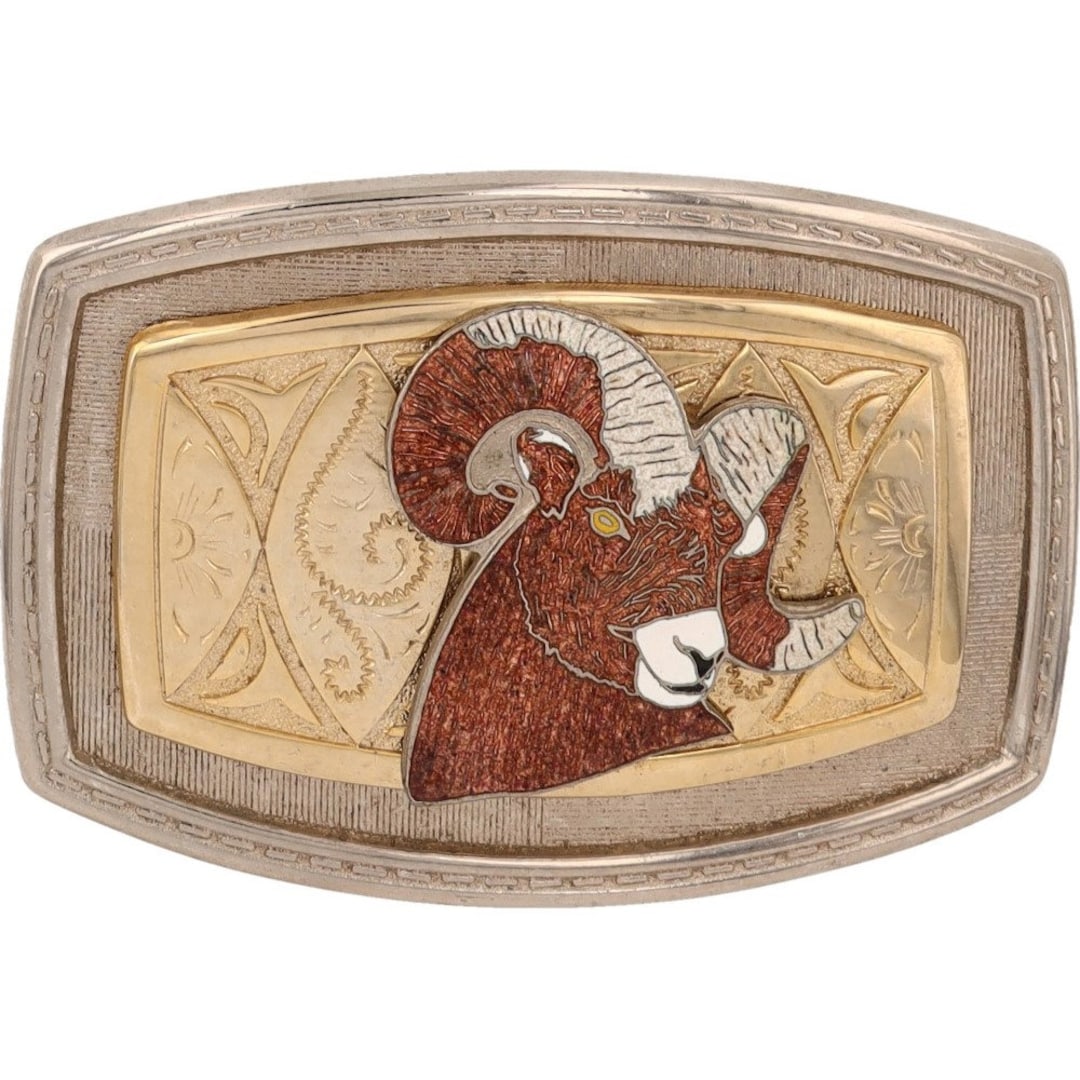 New Big Horn Ram Mountain Goat Dall Sheep Western Nos Vintage Belt ...