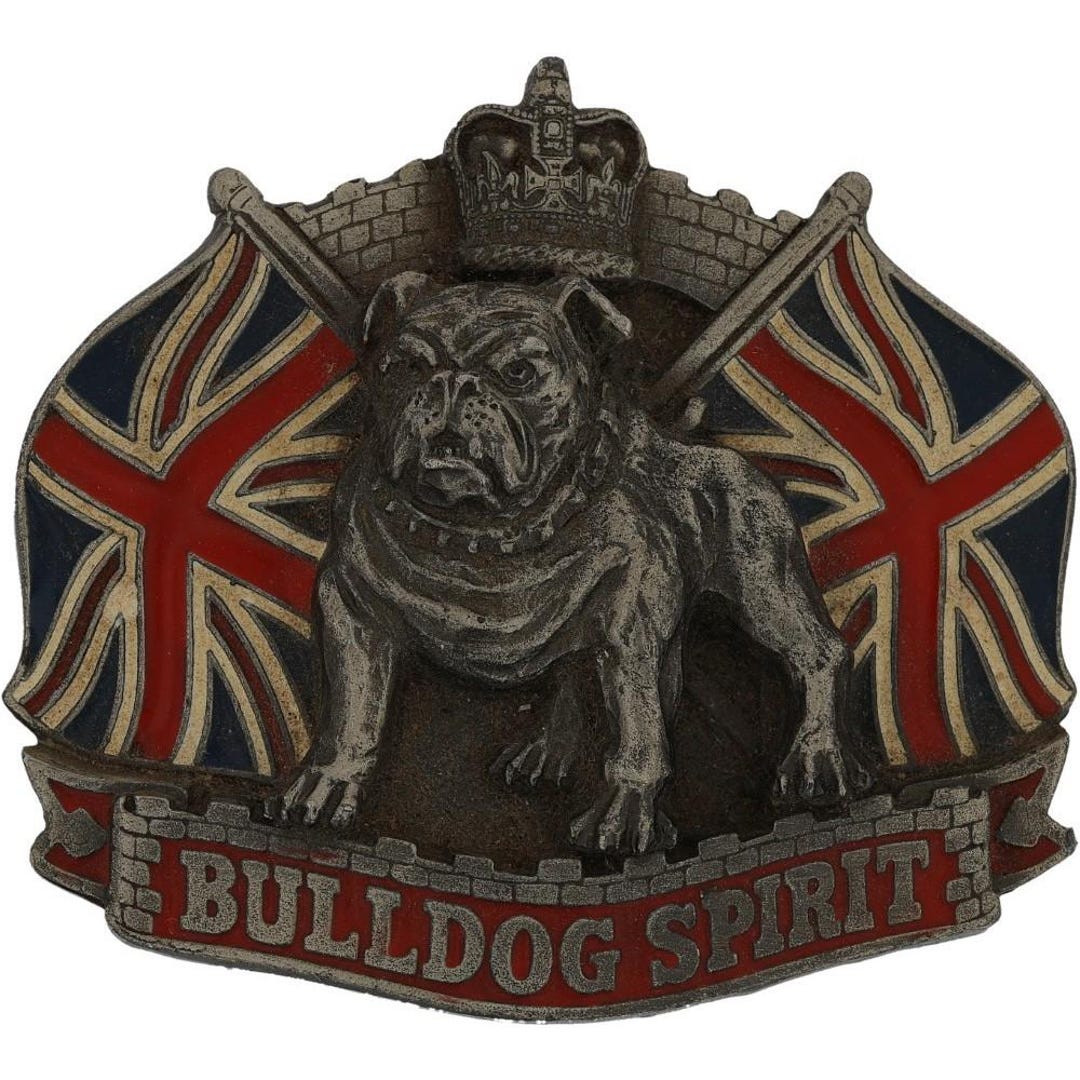 Bulldog Spirit British Flags Crown UK Mascot Patriot Pride Vintage Belt ...