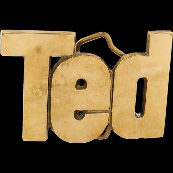 New Brass Ted Theodore Teddy Name Tag 1970s Nos Vinta… - Gem