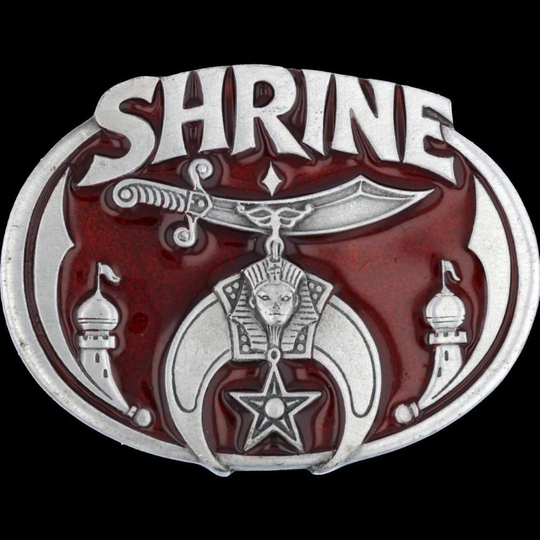 New Shrine Scimitar Crescent Star Sphinx Usa Vintage Belt Buckle ...