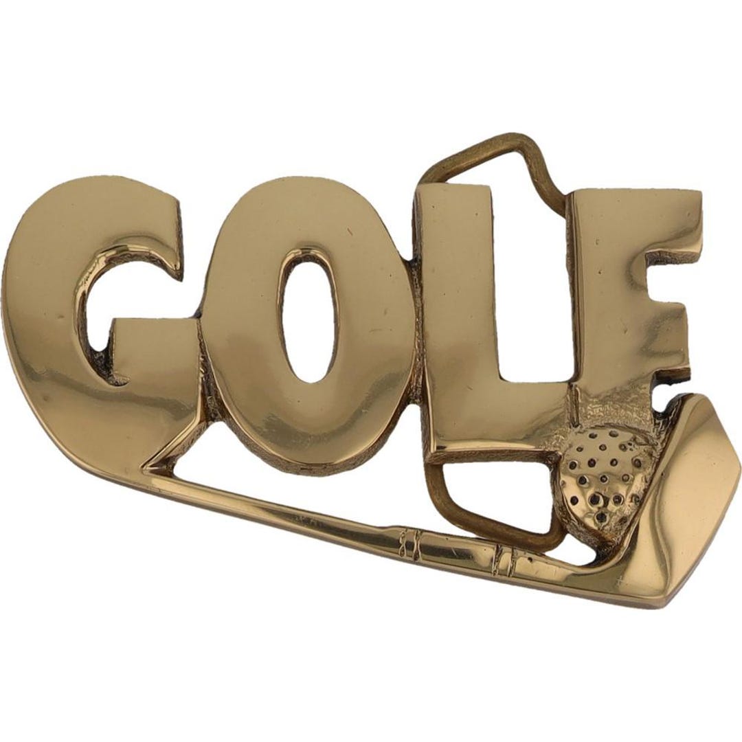 Brass Golf Club Ball Golfer Golfing Game Lover Player Nos Vintage Belt ...