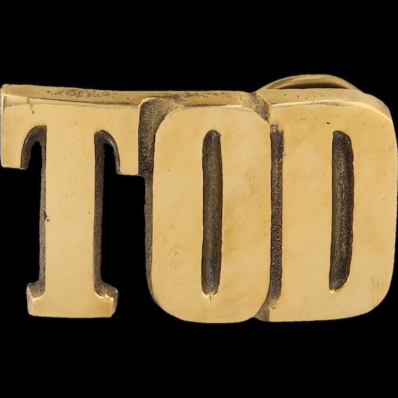 New Brass Tod Todd Name Tag 1970s Nos Vintage Belt Bu… - Gem