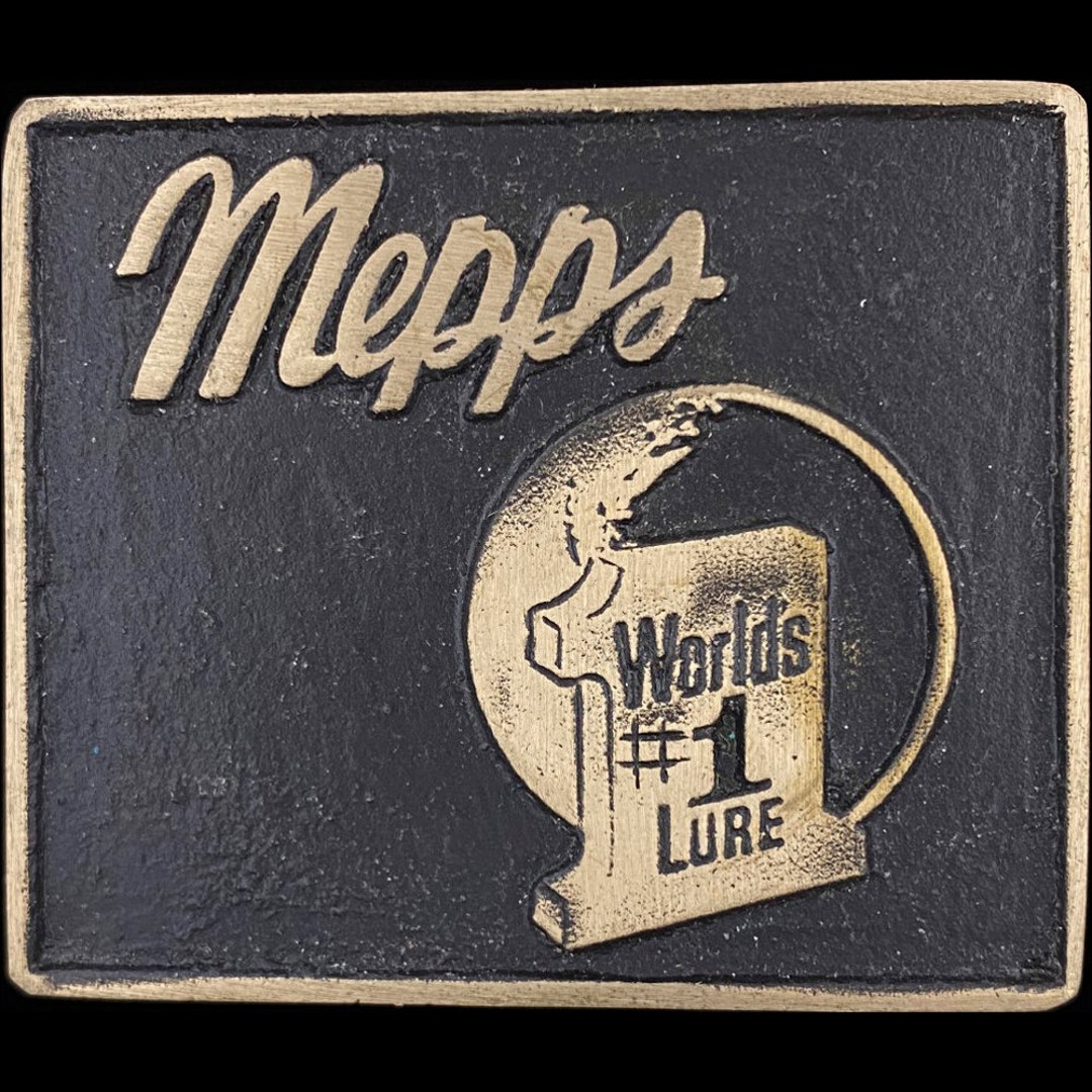 Brass Mepps Fishing Lure Fish Fisherman 1970s Vintage Belt Buckle Lover ...