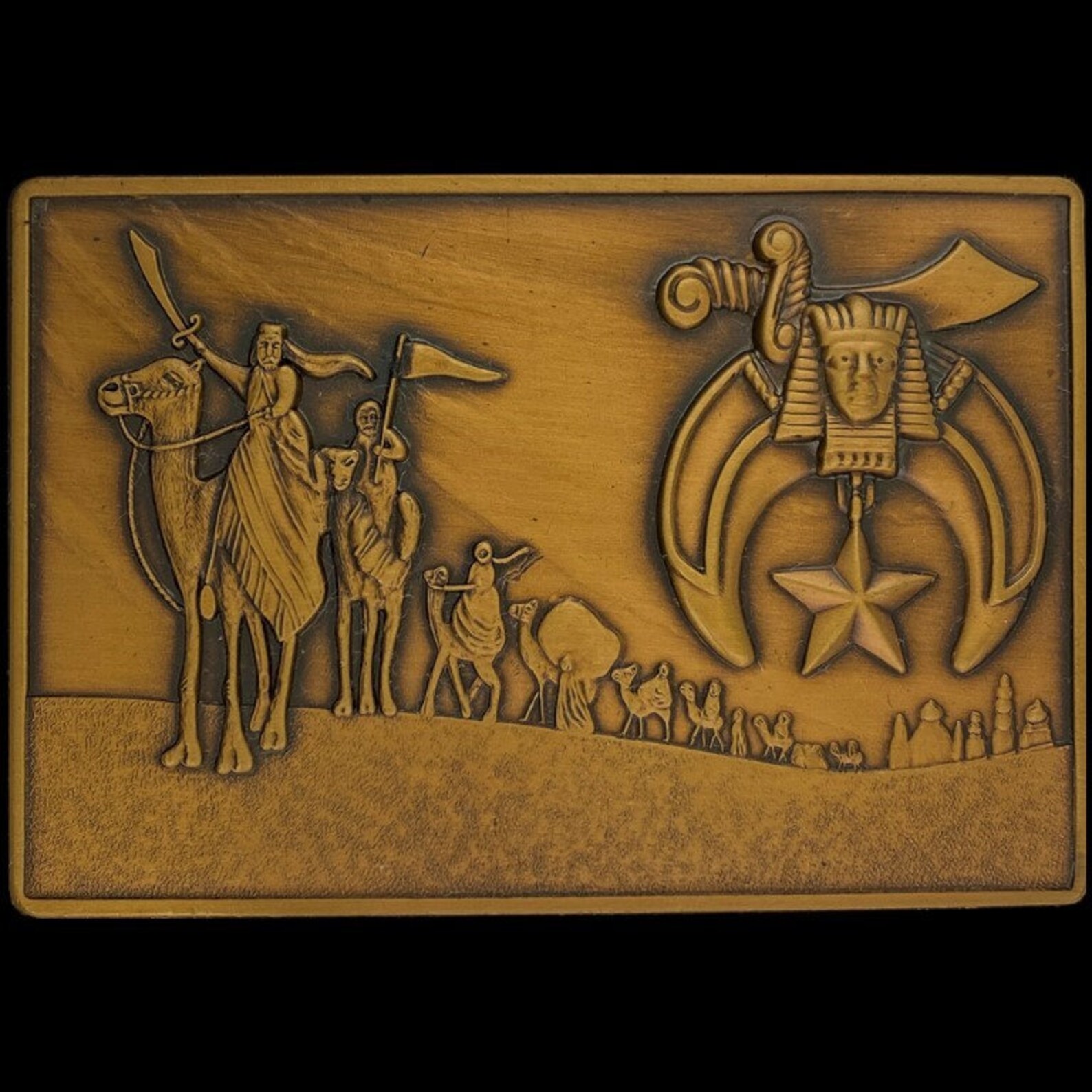 Bronze Shriner Mason Masonic Scimitar Sword Star 1970s NOS Vintage Belt ...