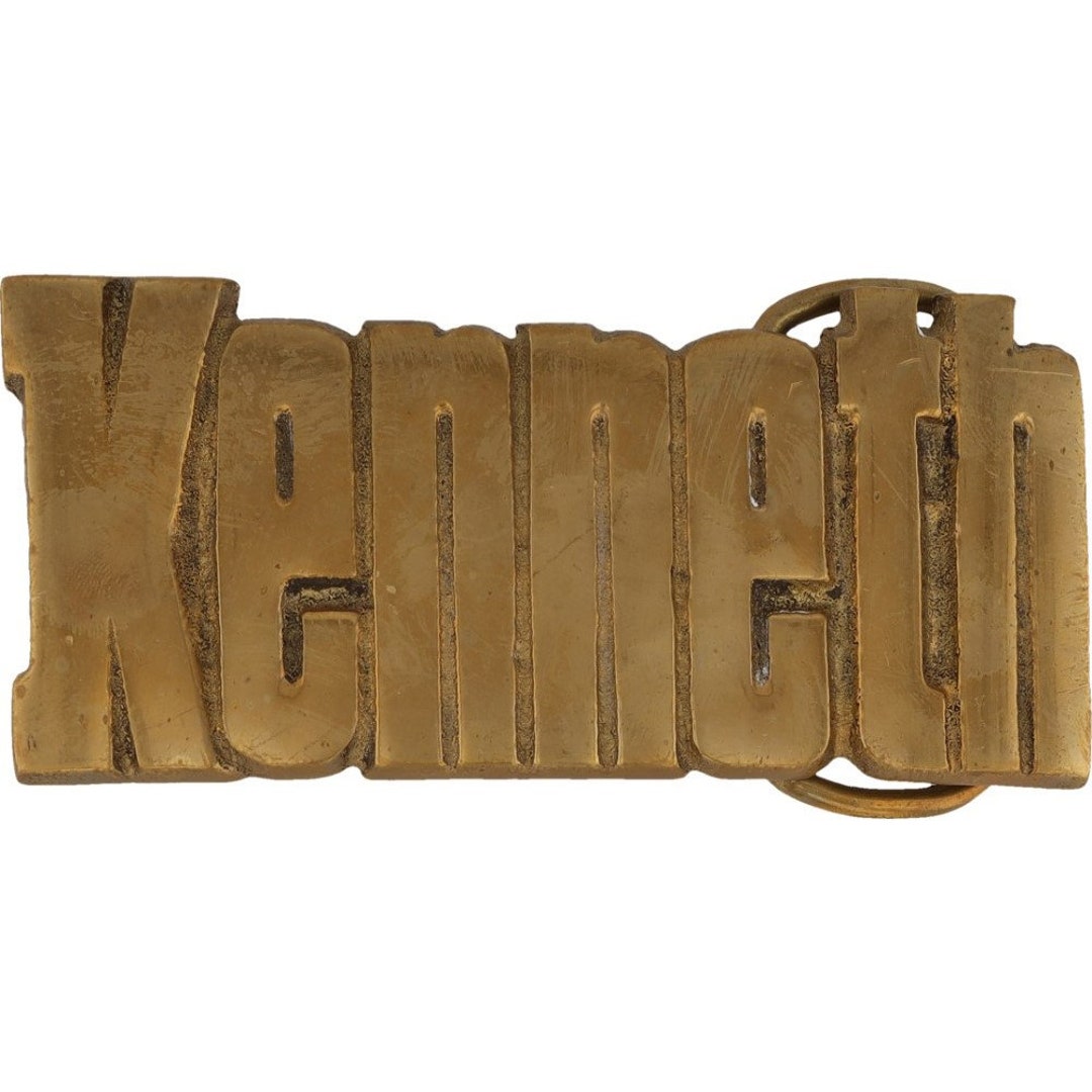 New Brass Kenneth Ken Kenny Name Tag Hippie Western 70s Nos Vintage ...