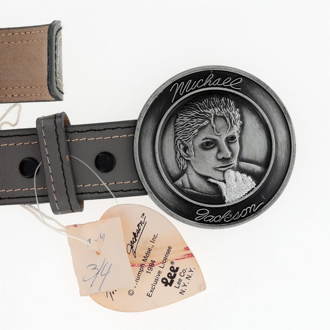 Sz 3 New 1984 Michael Jackson Portrait Glitter Glove Vintage Belt ...