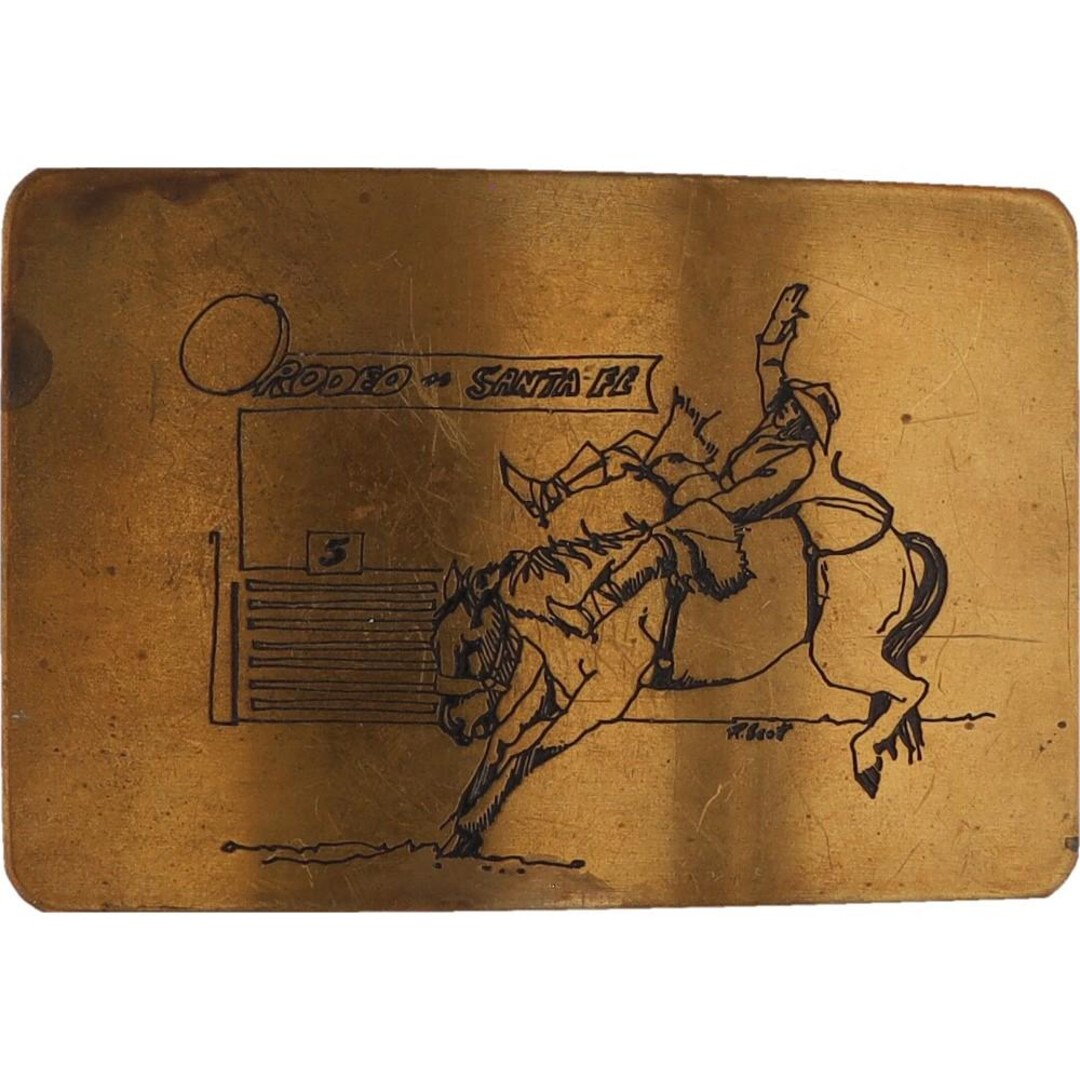 Brass Bucking Bronc Bronco Rider Horse Santa Fe Rodeo Nm Vintage Belt ...
