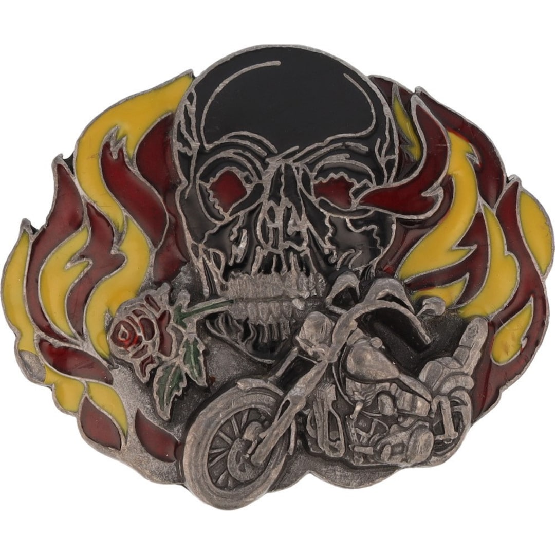 Skull Chopper Goth Gothic Motorcycle Biker Rose Ladies 90s Vintage Belt ...