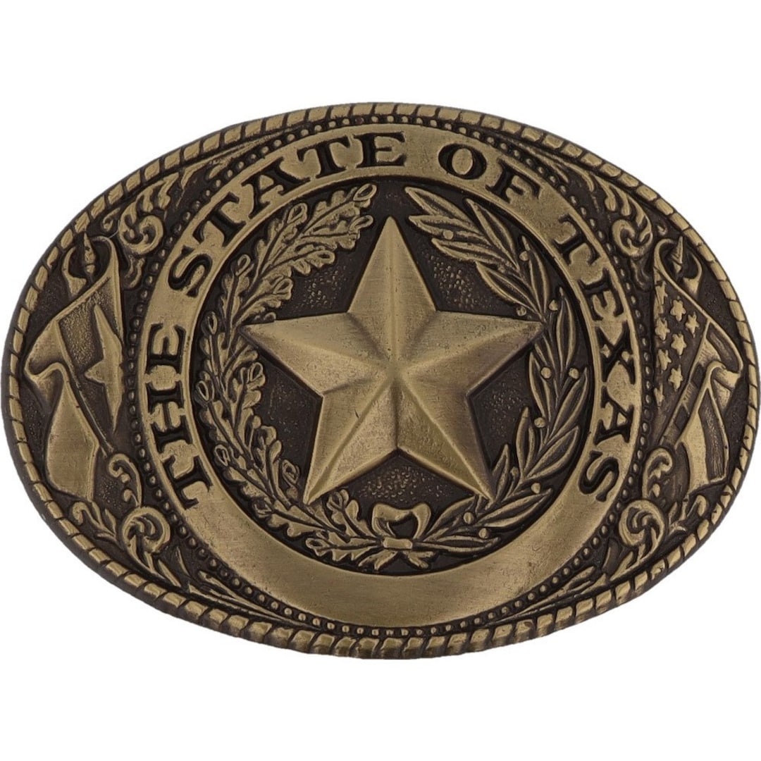 Brass Texas San Antonio Dallas Houston Western Cowboy NOS Vintage Belt ...