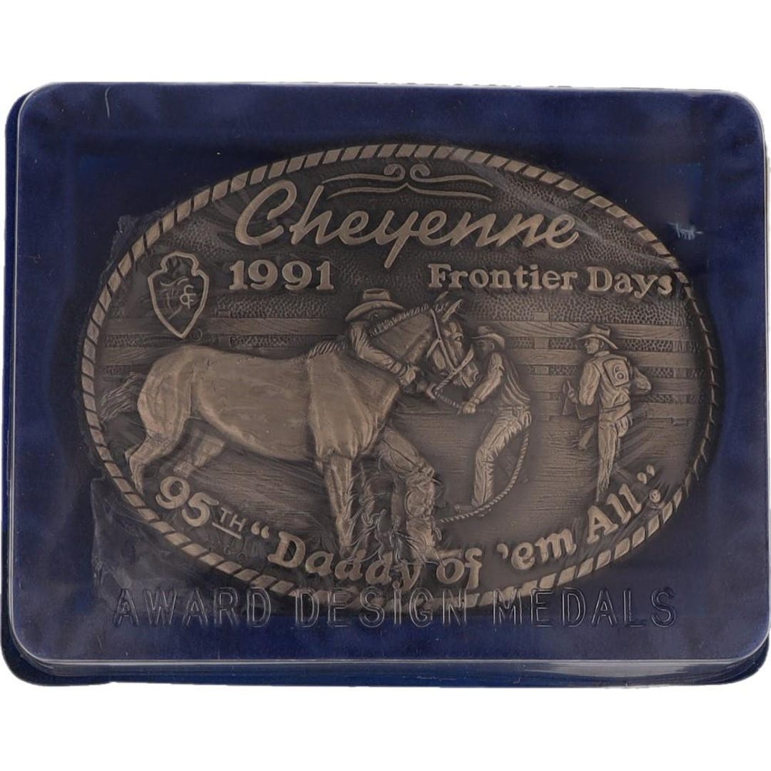 New Brass Cheyenne Frontier Days 91 Rodeo Western Cowboy Nos Vintage ...