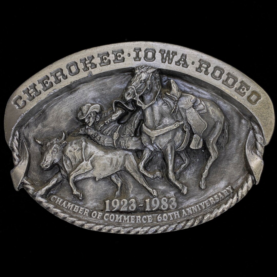 Cherokee Iowa Rodeo 60th Cowboy Bull Dogging Steer Wrestling Horse ...